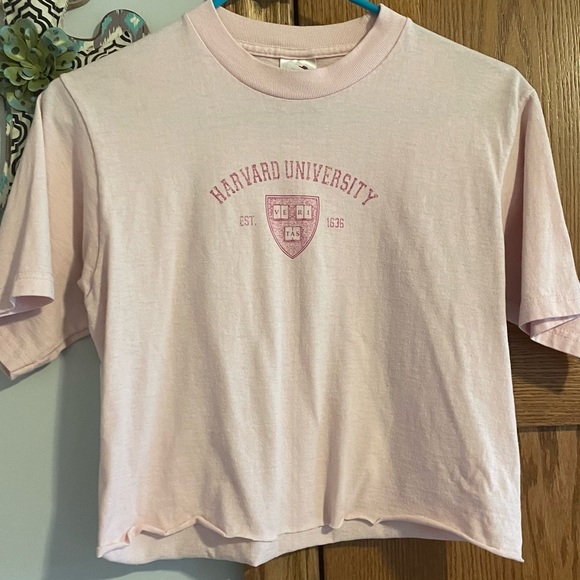 Tops | Harvard University Pink Cropped Tee | Poshmark